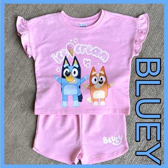 Bluey | Matching Sets | Bluey Pink Ice Cream Kids Short Set Girls Size ...